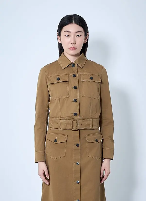 Saint Laurent Cotton Serge Crop Jacket - Brown