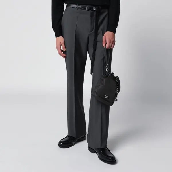 Prada Speedrock Pouch In Re-nylon And Leather - Black