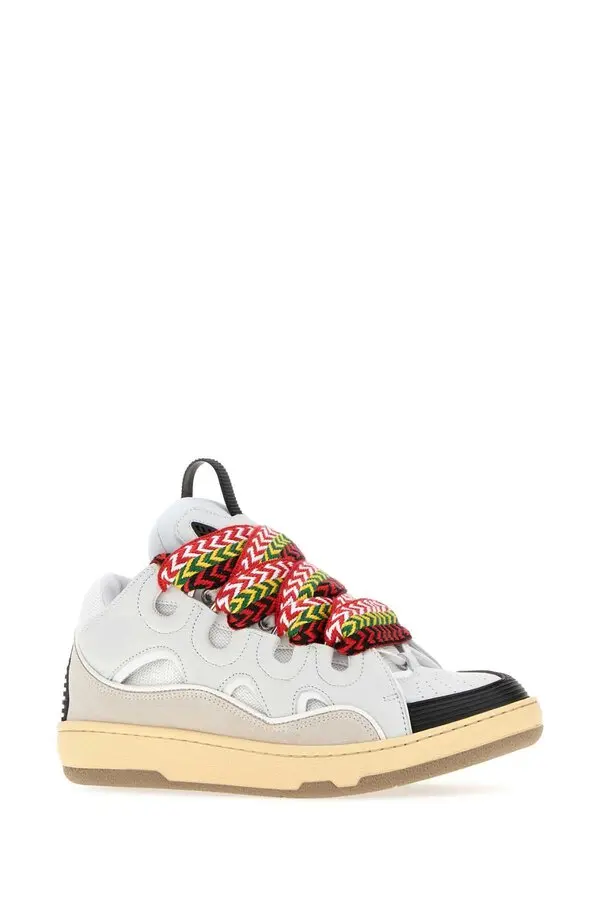 LANVIN Leather And Fabric Curb Sneakers