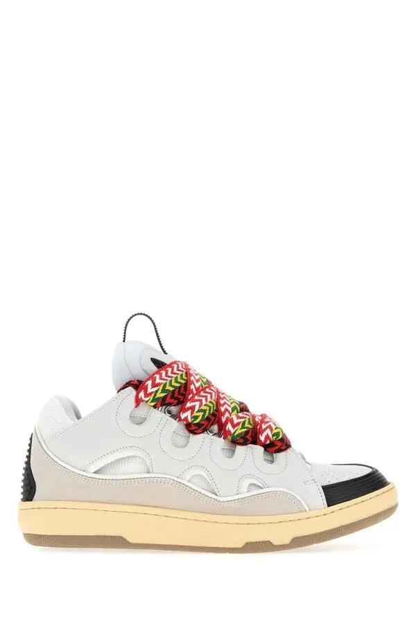 LANVIN Leather And Fabric Curb Sneakers - Multicolor