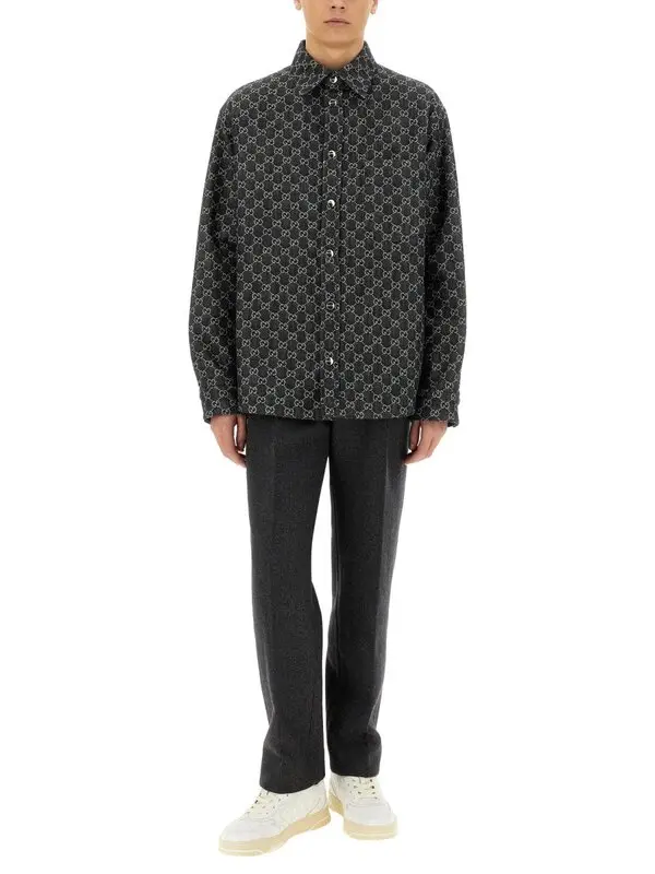 Gucci Reversible Wool And Denim Gg Shirt