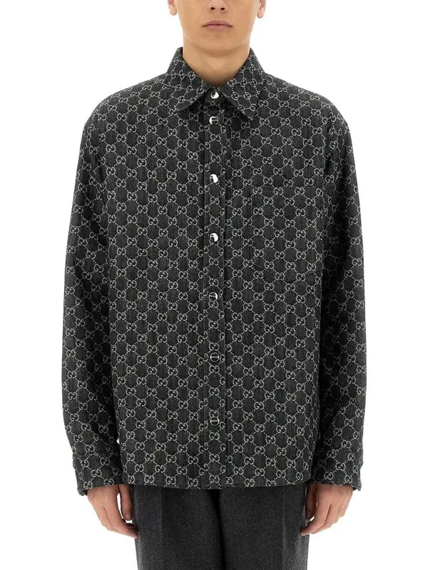 Gucci Reversible Wool And Denim Gg Shirt - Multicolor