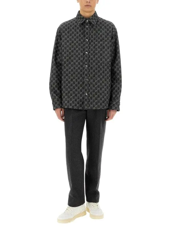 Gucci Reversible Wool And Denim Gg Shirt - Multicolor