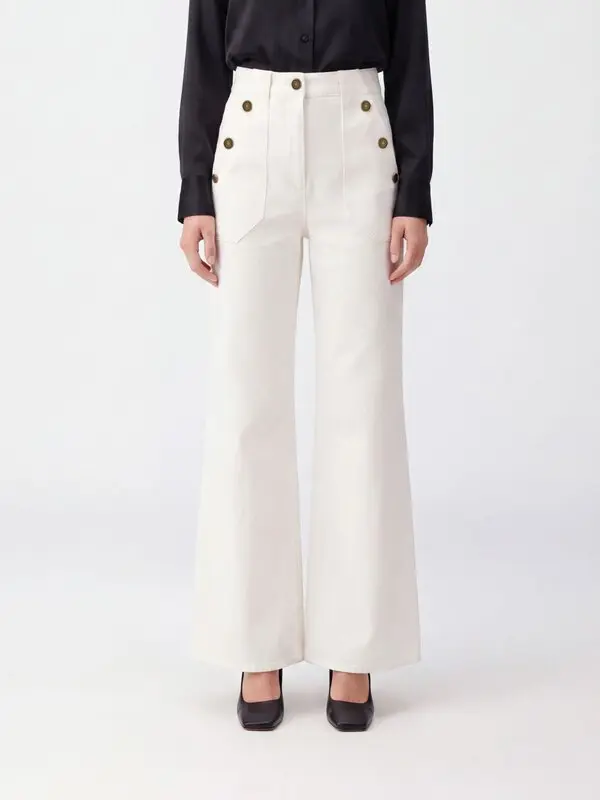 Max Mara High-waisted Cotton Flare Trousers - White