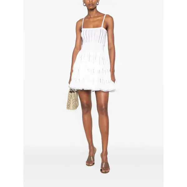 Alaïa Open-knit Square Neck Dress - White