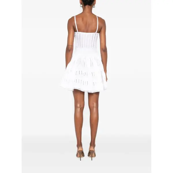 Alaïa Open-knit Square Neck Dress - White