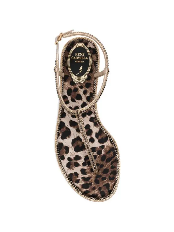 Rene Caovilla Diana Leather Flat Sandals
