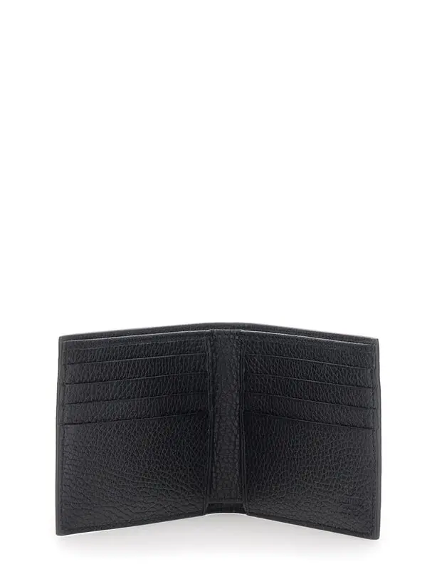 Valentino Garavani Black Bi-fold Wallet With Rockstud Details In Grained Leather