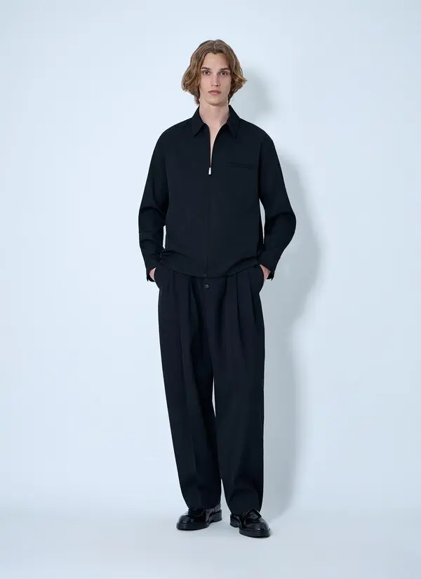 Jacquemus Zip-front Cotton Shirt - Black