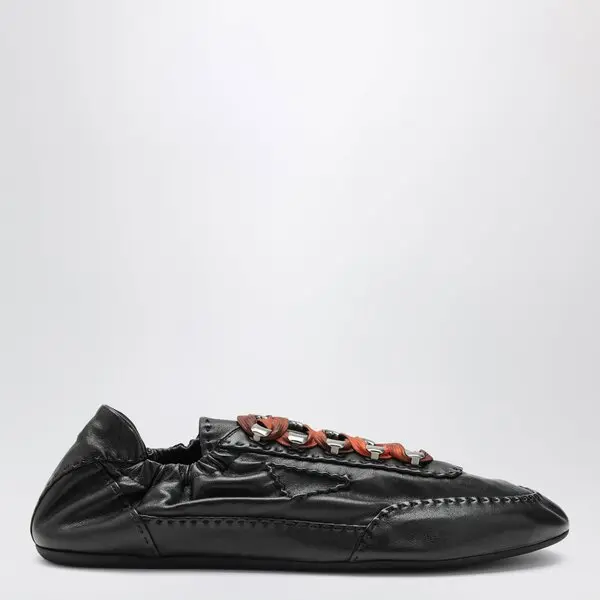 Prada Collapse Sneakers With Hooks In Aged Nappa Leather - Black
