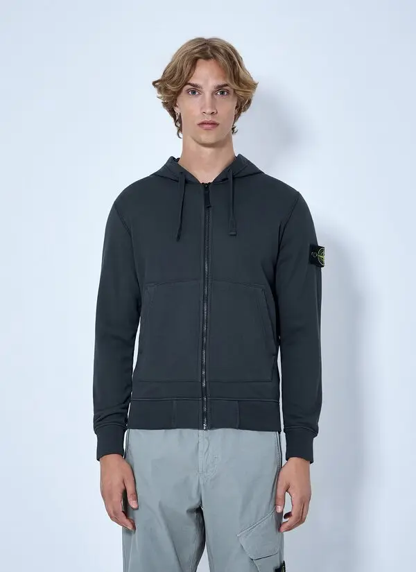 Stone Island Hooded Zip-up Sweatshirt - Gray