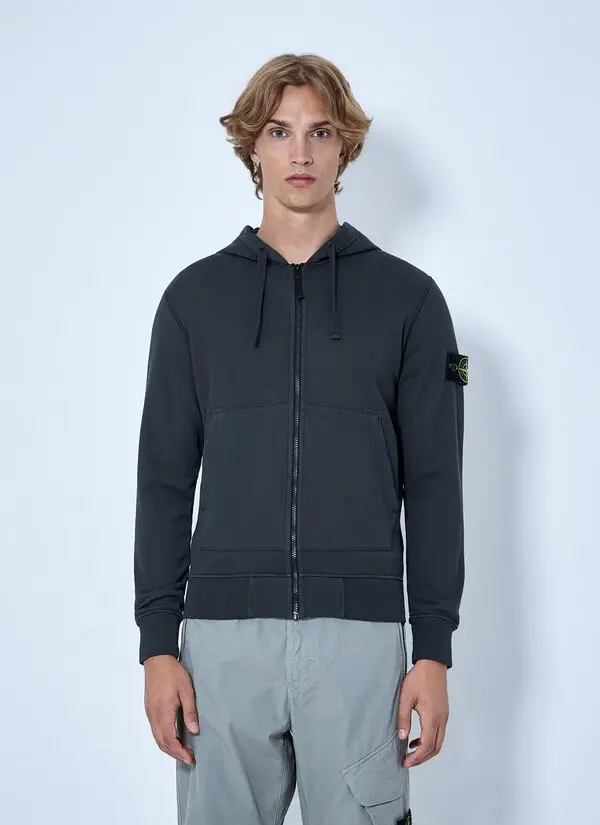 Stone Island Hooded Zip-up Sweatshirt - Gray