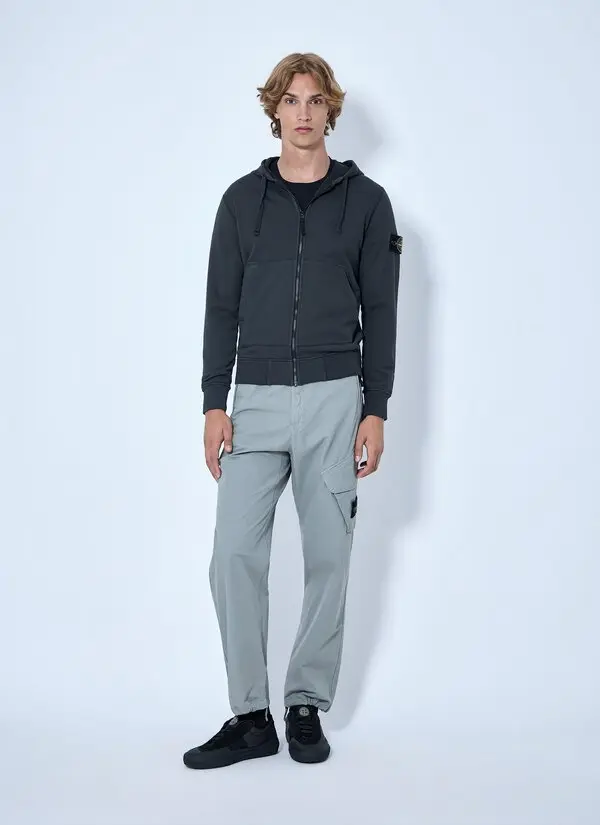 Stone Island Hooded Zip-up Sweatshirt - Gray