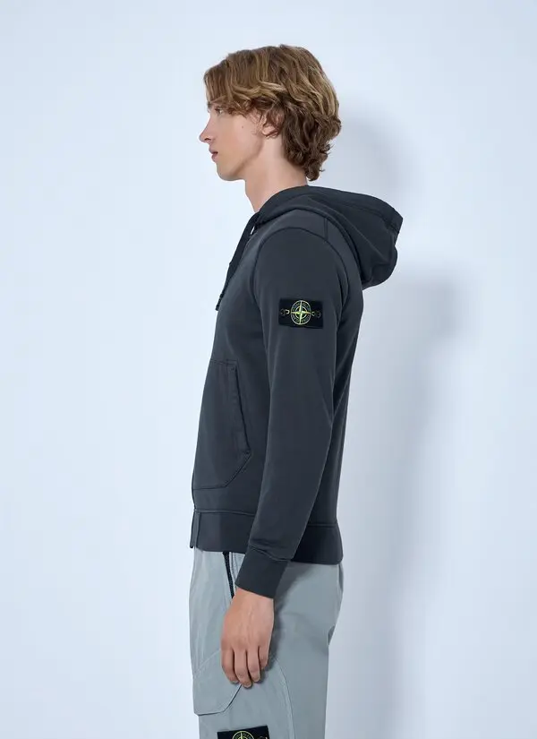 Stone Island Hooded Zip-up Sweatshirt - Gray