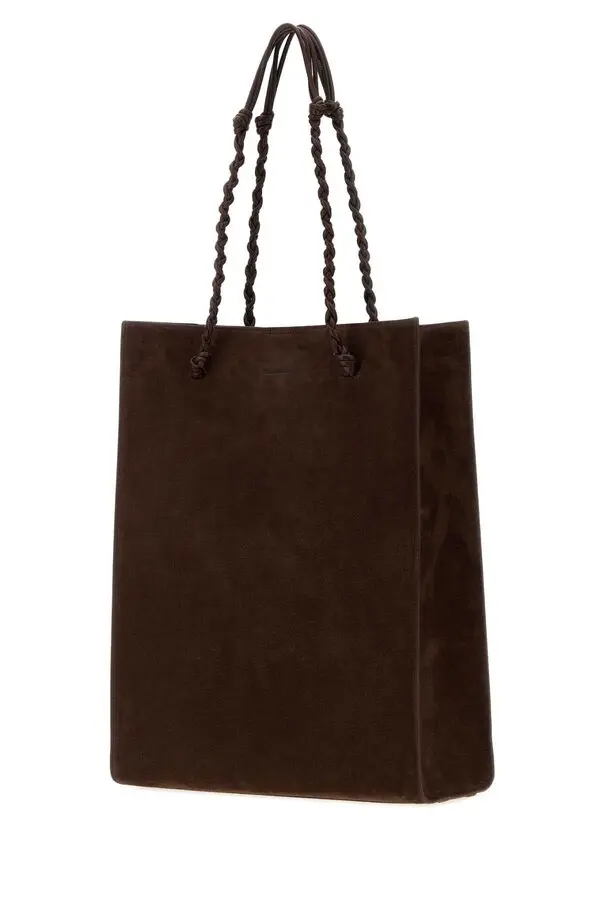 JIL SANDER Chocolate Suede Tangle Shopping Bag