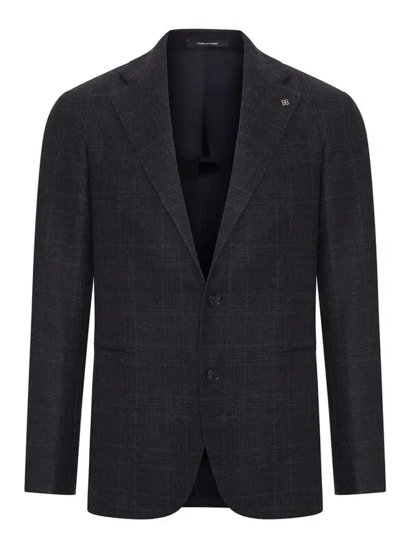 Tagliatore Vesuvio Check Wool Blazer - Black