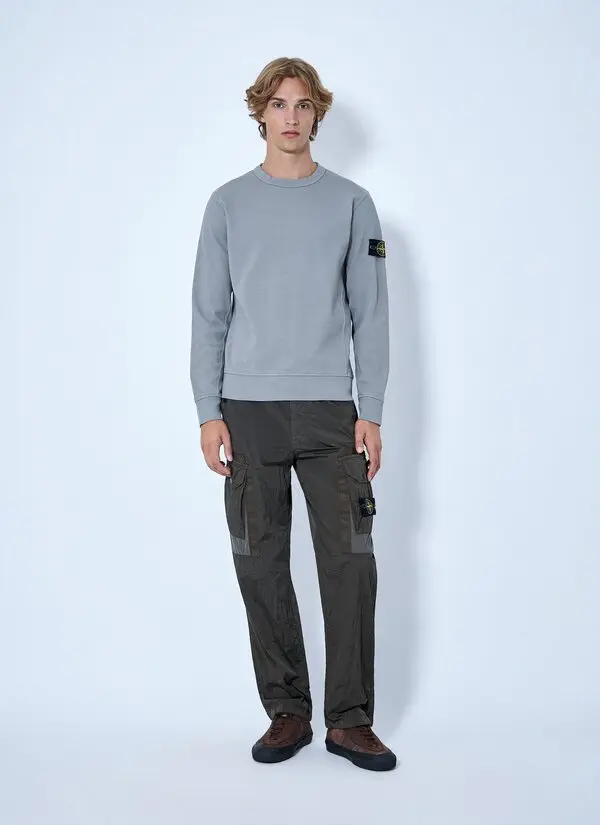 Stone Island Crewneck Sweatshirt With Sleeve Logo Patch - Gray