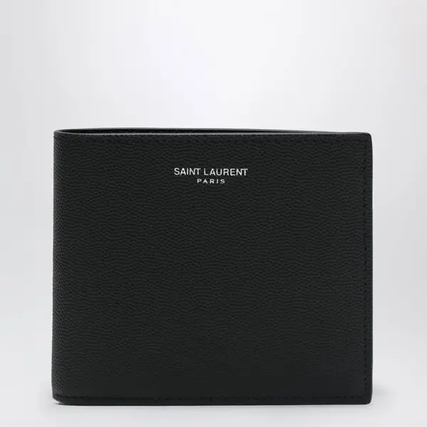 Saint Laurent East/west Wallet In Grain De Poudre Leather - Black