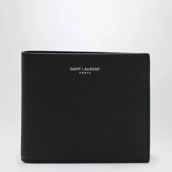 Saint Laurent East/west Wallet In Grain De Poudre Leather - Black