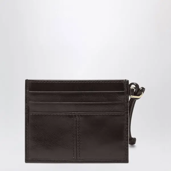 Prada Leather Card Holder In Dark With Triangle Logo