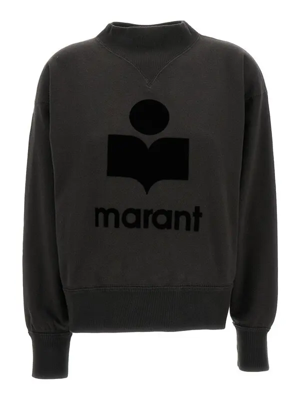 Isabel Marant Étoile Black High Neck Sweatshirt With Maxi Logo On The Front In Cotton Blend For - Multicolor
