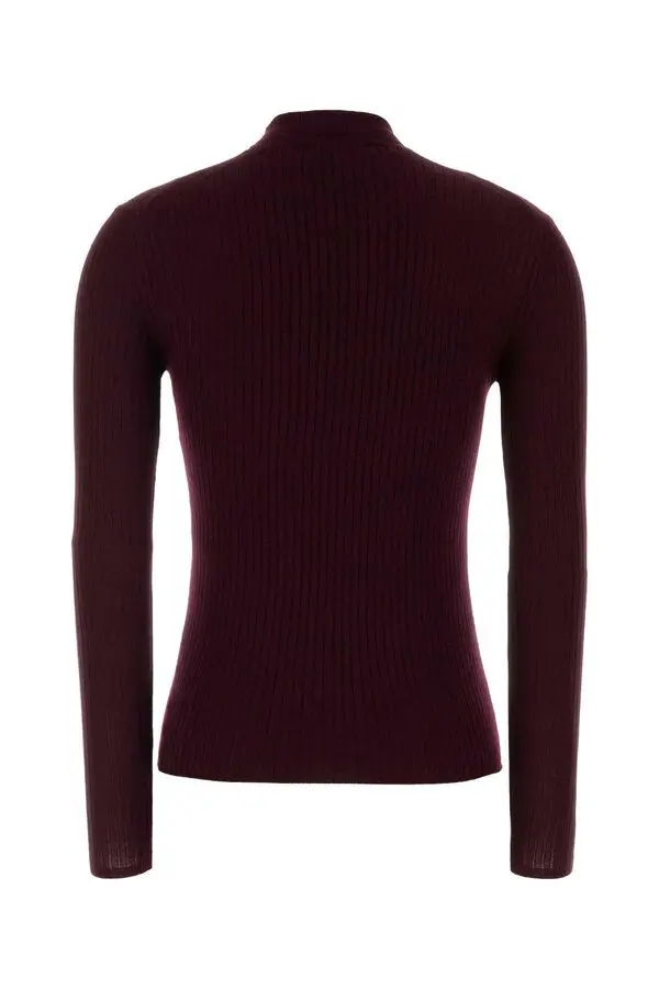 JIL SANDER Burgundy Wool Blend Sweater - Red