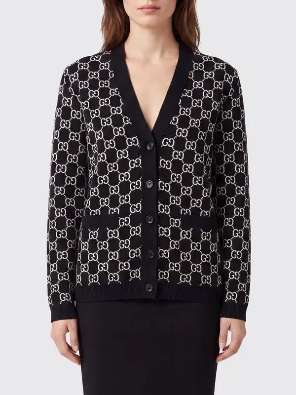 Gucci V-neck Wool Cardigan With Gg Monogram - White
