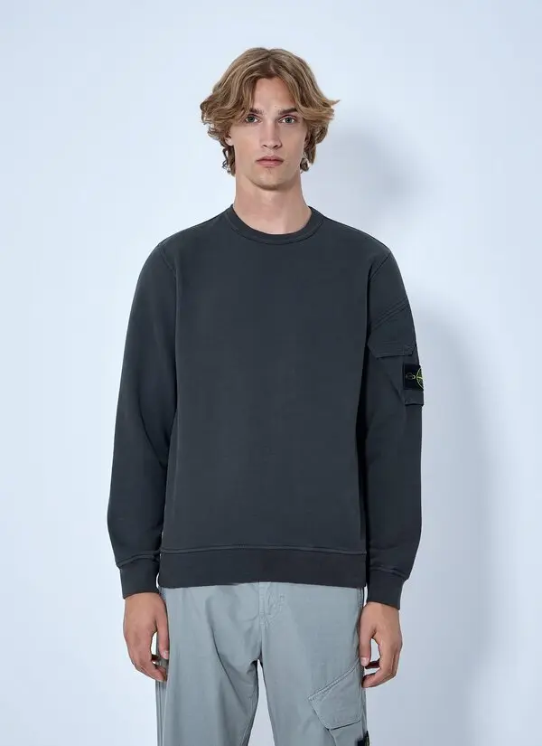 Stone Island Crewneck Sweatshirt With Sleeve Pocket - Gray