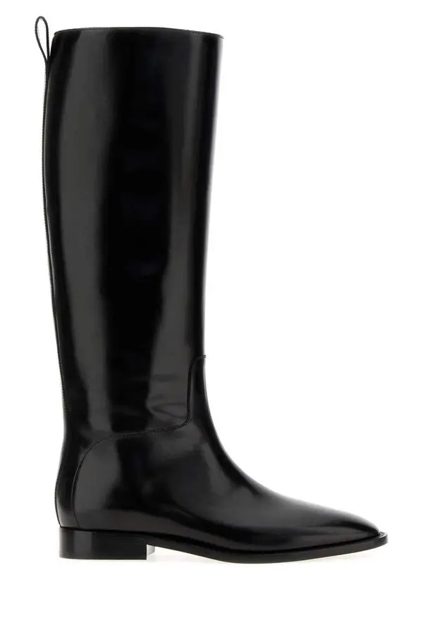 JIL SANDER Leather Knee High Boots - Black