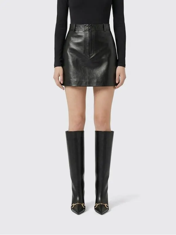 Gucci Calfskin Leather Mini Skirt - Black