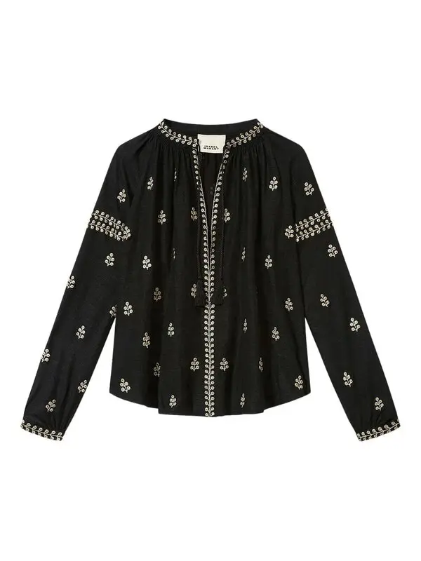 Isabel Marant Étoile Rodis Embroidered Tussar Silk Blouse