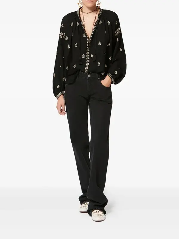 Isabel Marant Étoile Rodis Embroidered Tussar Silk Blouse
