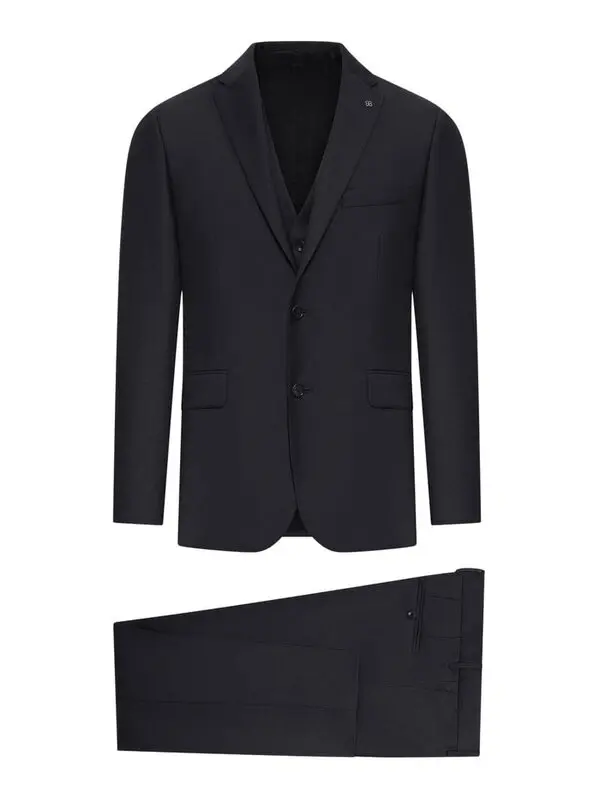 Tagliatore Bruce Tailored Wool Suit With Vest - Black