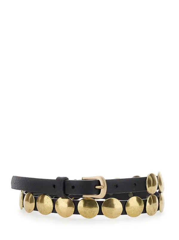 GOLDEN GOOSE Trinidad' Black Belt With Pin-buckle Closure And Stud Details In Leather - Multicolor