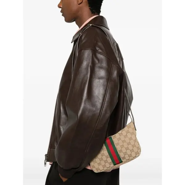 Gucci Shoulder Bag With Web Detail - Cream