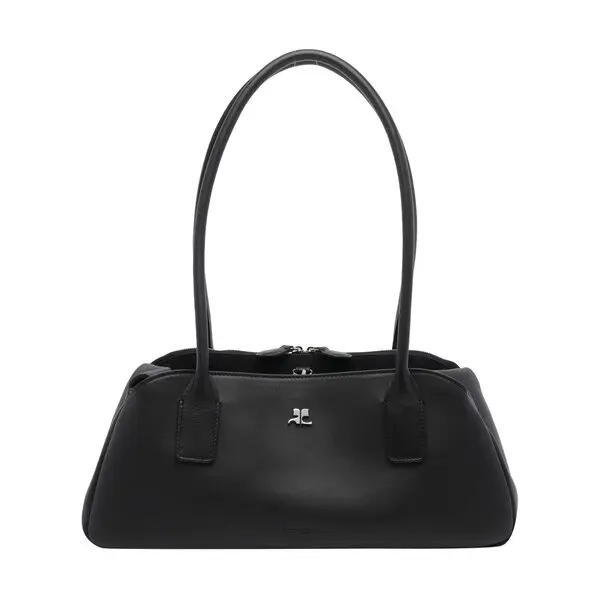 COURREGES Strip Naplack Shoulder Bag - Black
