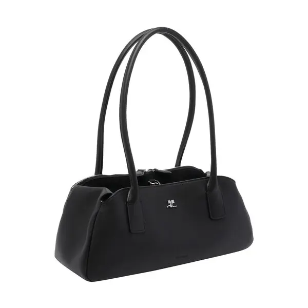 COURREGES Strip Naplack Shoulder Bag - Black