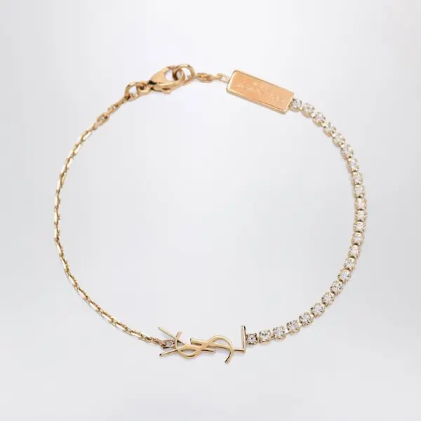 Saint Laurent Cassandre Charm Bracelet In Gold-tone Metal - Silver