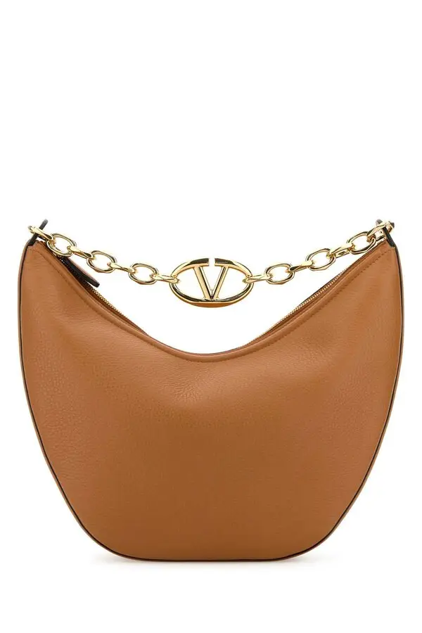 Valentino Garavani Camel Leather Medium Hobo Vlogo Moon Handbag - Brown
