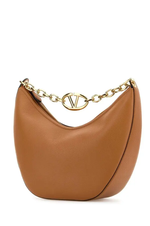 Valentino Garavani Leather Medium Hobo Vlogo Moon Handbag - Brown