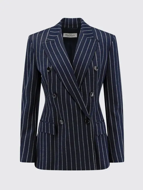 Max Mara Pinstripe Double-breasted Slim Fit Blazer - Blue
