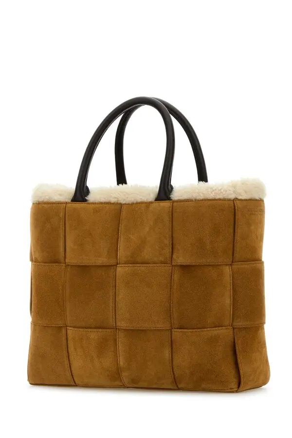 Bottega Veneta Small Arco Shopping Bag In Suede And Shearling