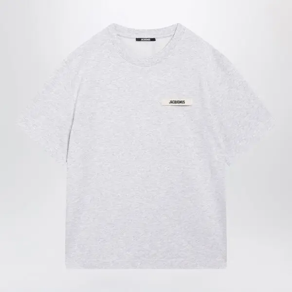 Jacquemus Grey T-shirt With Grosgrain Logo - Gray