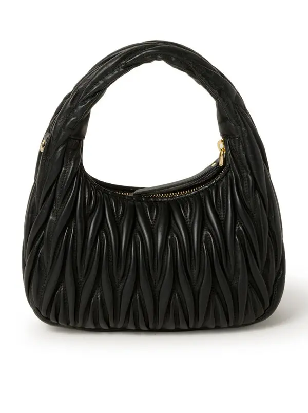 Miu Miu Wander Hobo Bag In Quilted Nappa - Black