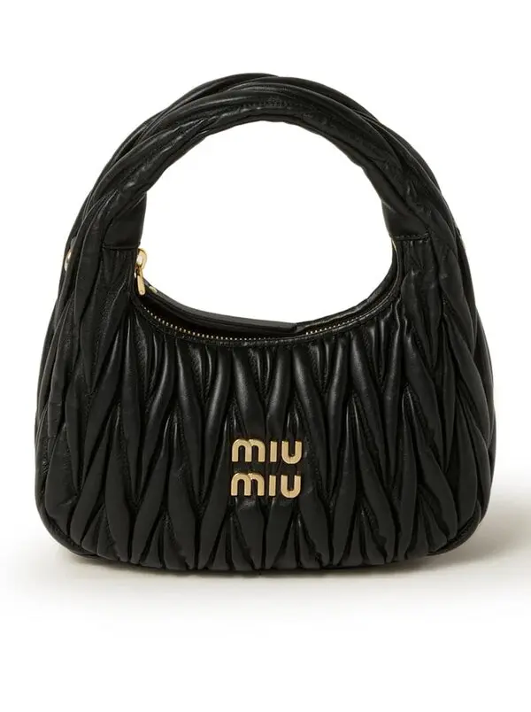 Miu Miu Wander Hobo Bag In Quilted Nappa - Black