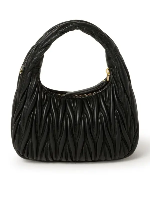 Miu Miu Wander Hobo Bag In Quilted Nappa - Black
