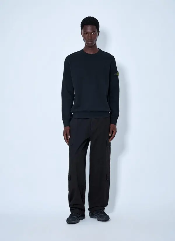 Stone Island Crewneck Sweatshirt With Logo Patch - Black