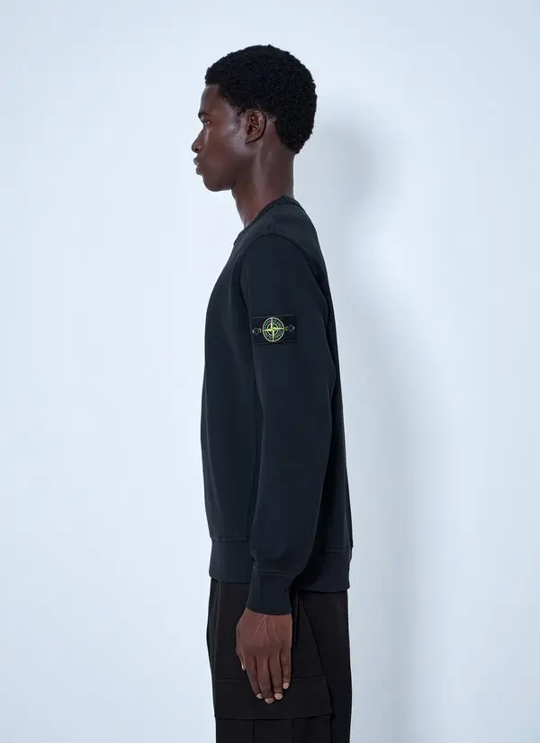 Stone Island Crewneck Sweatshirt With Logo Patch - Black