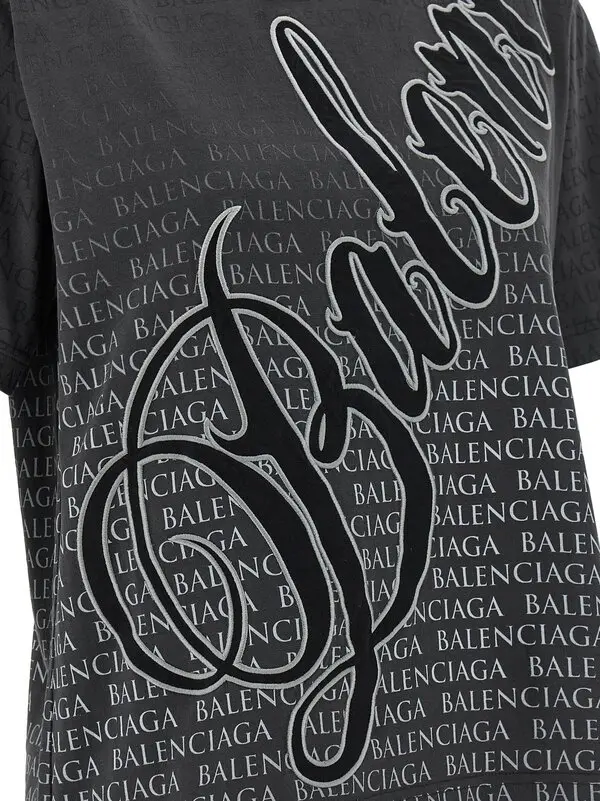 Balenciaga Cursive' T-shirt - Black