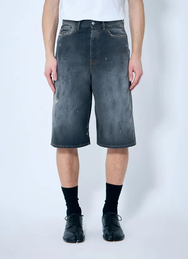 Acne Studios Distressed Denim Shorts - Black